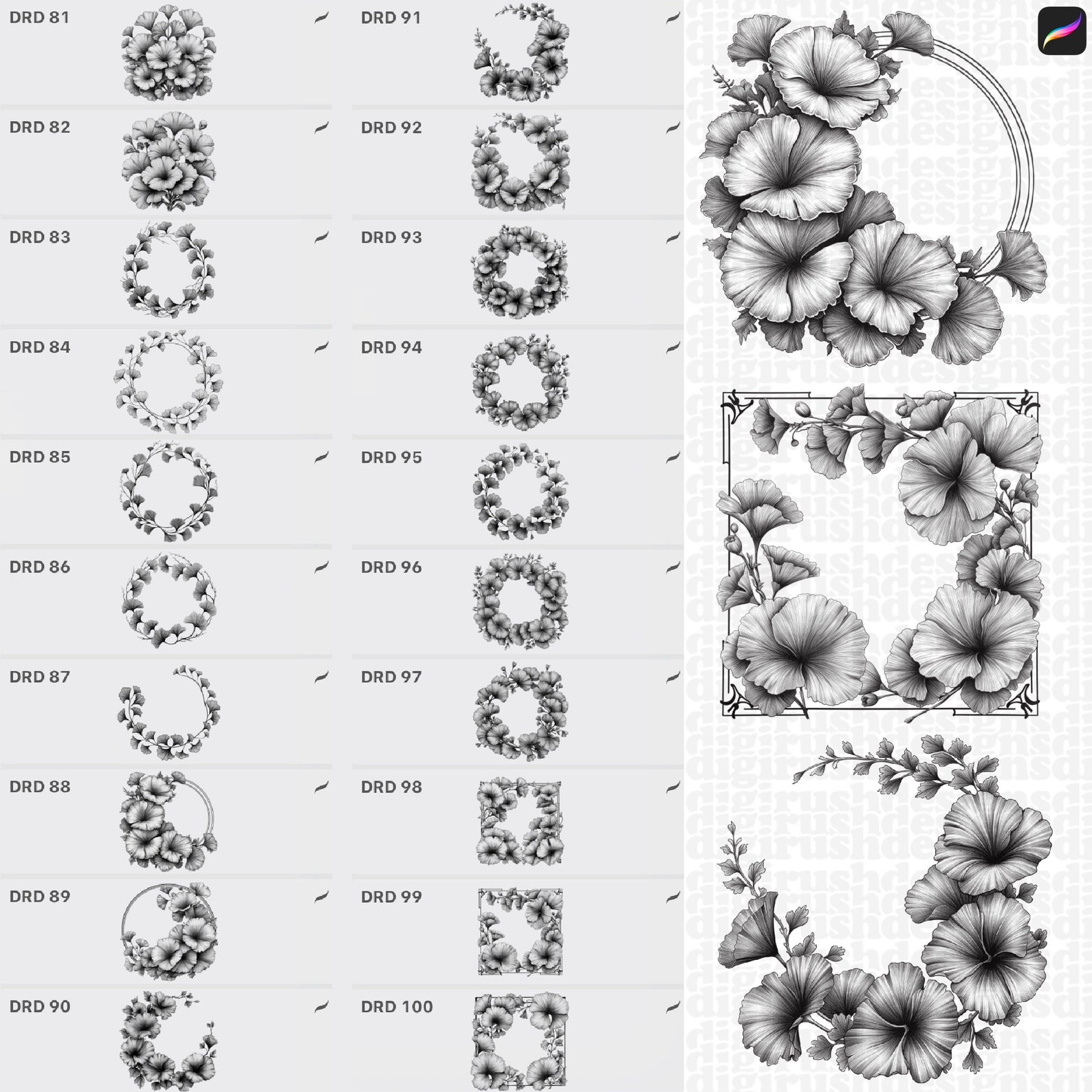 Ginkgo Leaf Procreate Stamps, Ginkgo Procreate Brushes, Ginkgo Biloba ...