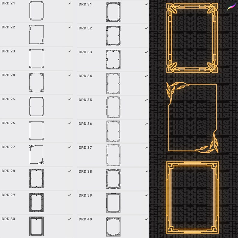 Procreate Art Deco Frame Stamps Vintage Borders Art Deco Frames Digital ...