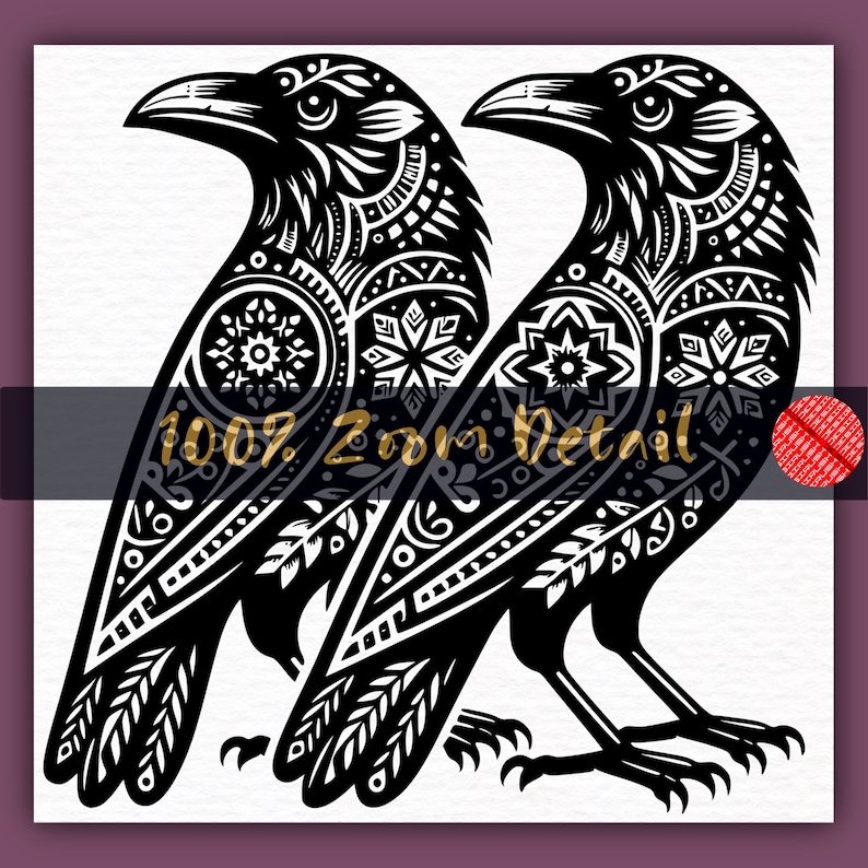 Crow Clipart Nordic Folk Art Winter Birds Digital Download Scandinavian ...