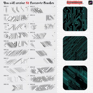 50 Sci-fi Pattern Procreate Brushes: Cyber Tech, Alien Textures ...