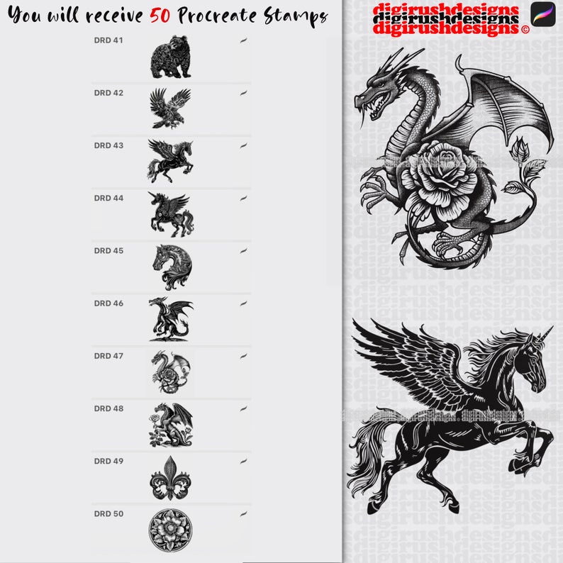 Heraldic Procreate Stamps Medieval Crest Heraldry Stamps Medieval ...