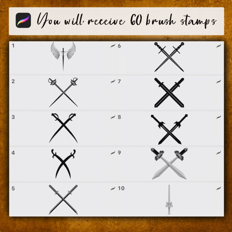 Procreate Swords Stamps, Swords & Daggers Brushes, Fantasy, Medieval ...