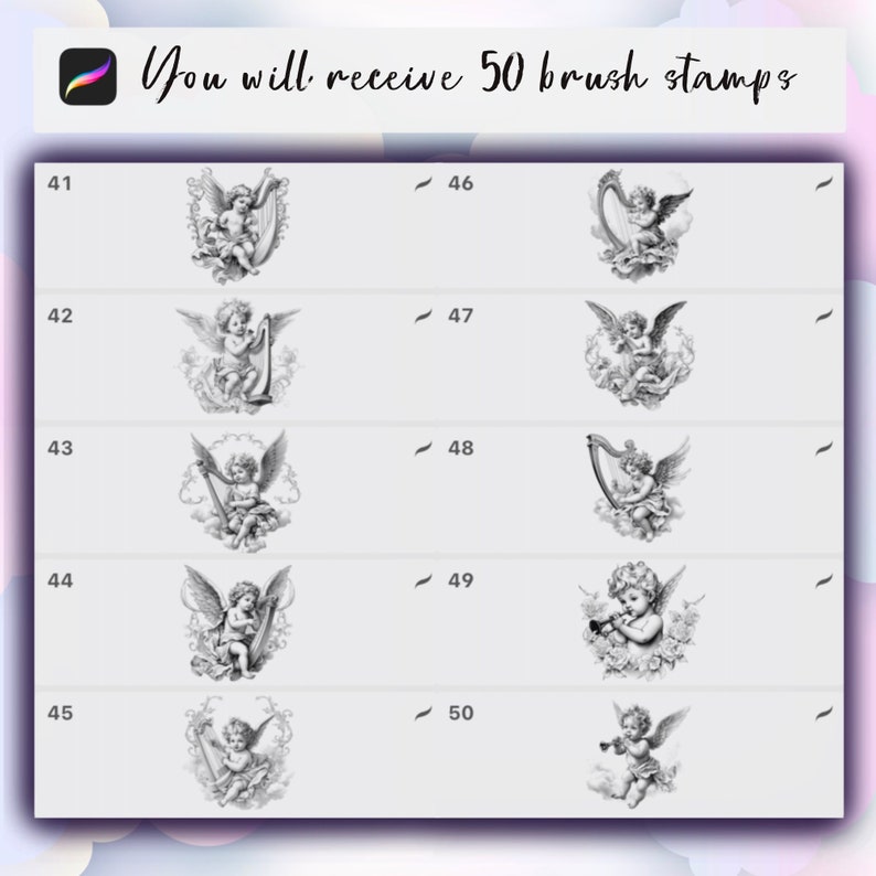 Procreate Cherubs Stamps, Putti Brushes, Cupid Tattoo Stamps, Angels ...