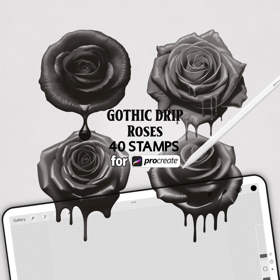 40 Gothic Drip Roses Procreate Stamps: (digital Brush Set) - Etsy