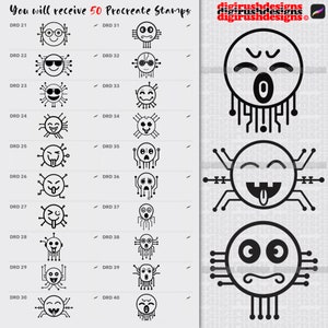Sci Fi Tech Emoji Stamps Futuristic Circuit Board Style Smileys ...