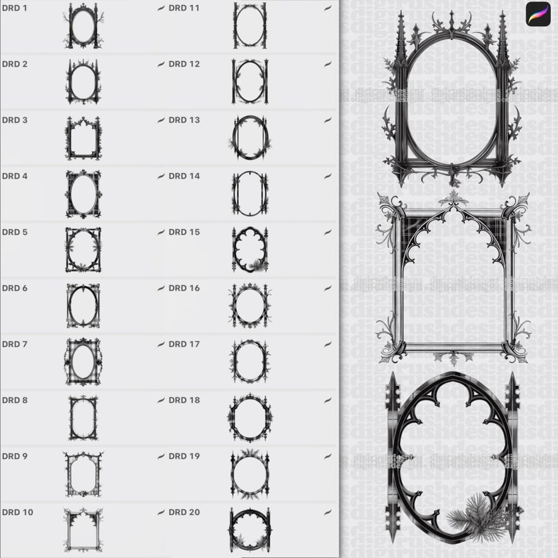 Procreate Gothic Scottish Border Frame Stamps Plaid Gothic Brushes for Procreate, Tartan ...