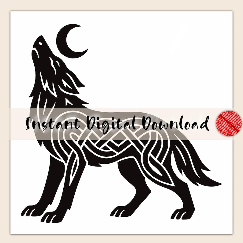 60 Celtic Wolf Clipart Bundle: Black Line Art, Knotwork Wolves (PNG ...
