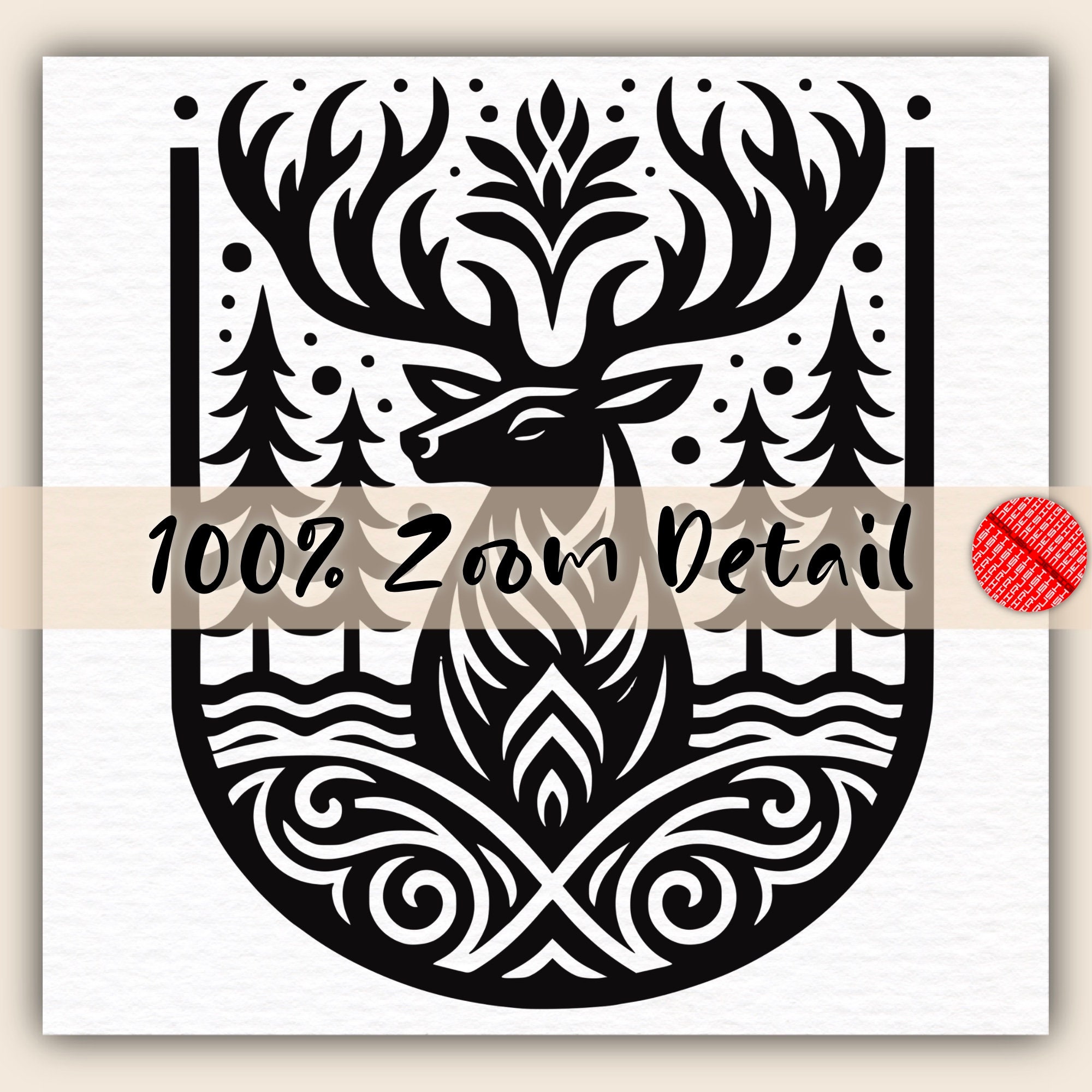 Stag Folk Art Procreate Stamps Scandinavian Stags Brushes Nordic Animal ...