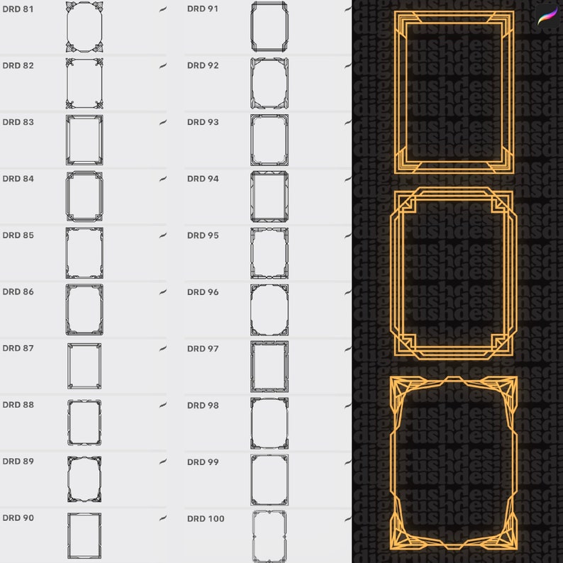 Procreate Art Deco Frame Stamps Vintage Borders Art Deco Frames Digital ...