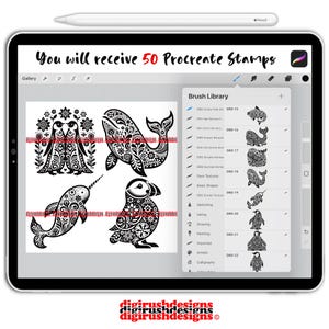 Scandinavian Folk Art Procreate Stamps: Arctic Nordic Animals (digital ...