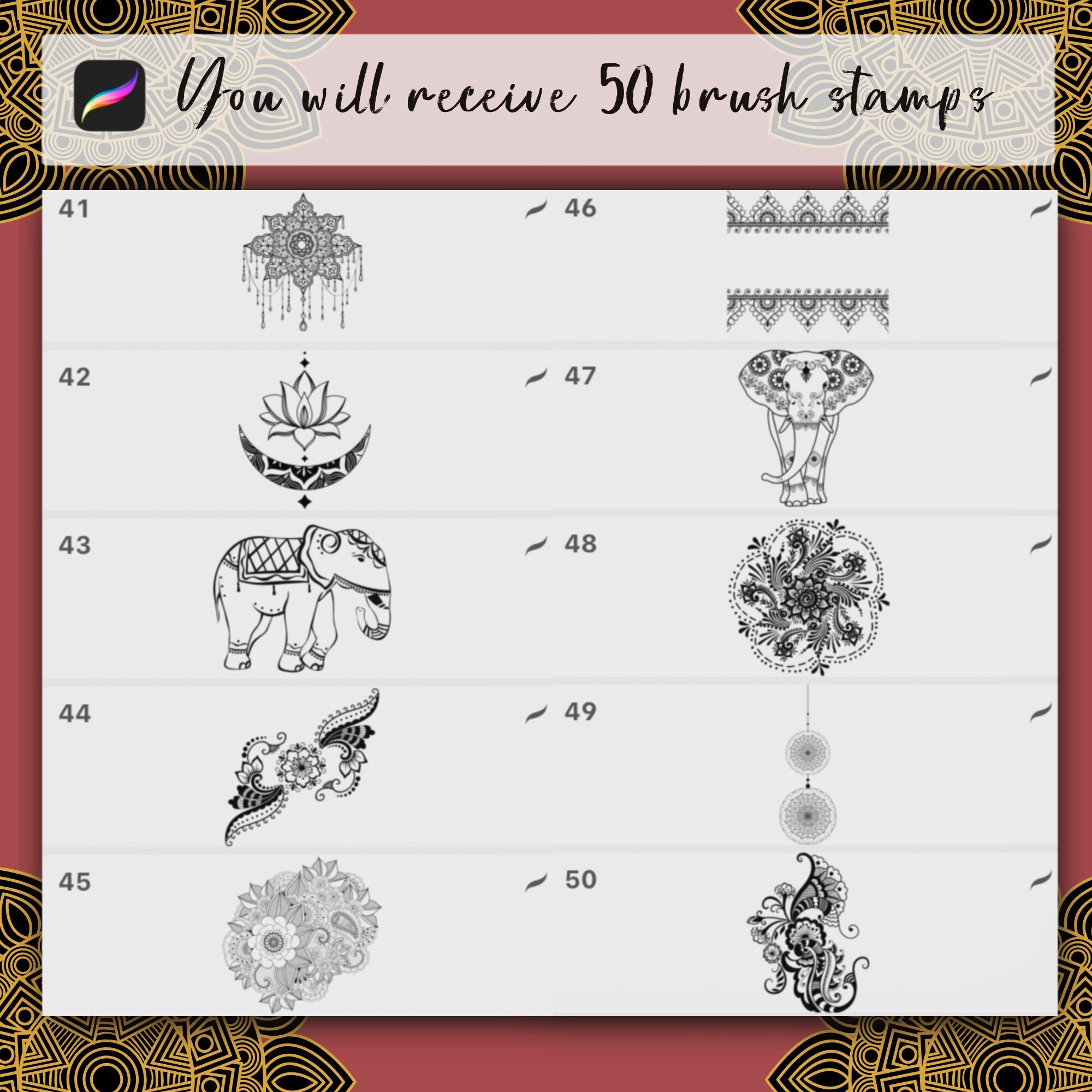 Henna Tattoo Procreate Stamps, Mehndi Tattoo, Indian Tattoos, Ethnic ...