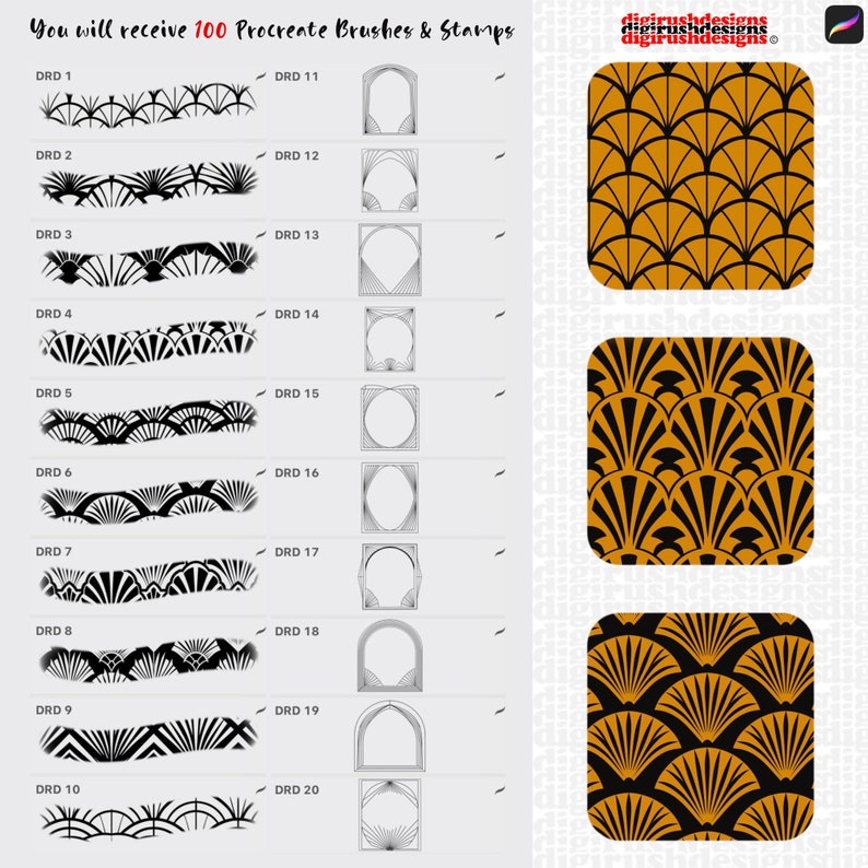 Procreate Art Deco Frame Stamps Vintage Borders Art Deco Frames Digital ...