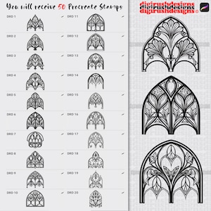 Art Nouveau Window Procreate Stamps: Gothic Church Designs (digital ...