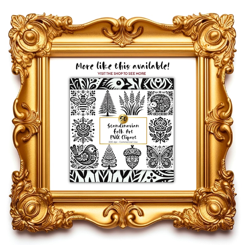 50 Scandinavian Stags Clipart: Nordic Reindeer Folk Art (PNG Digital ...
