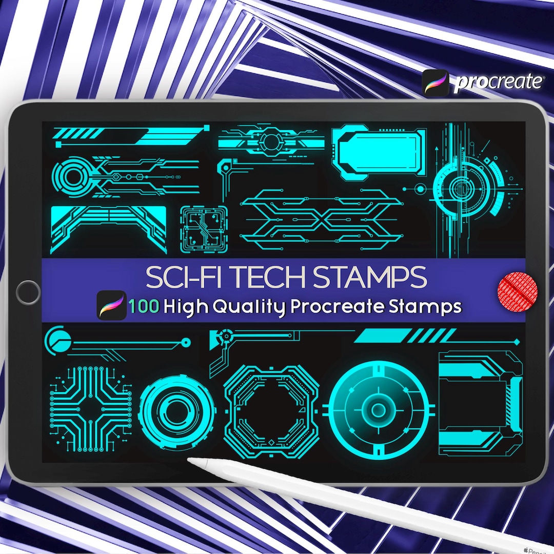 Procreate Sci Fi Stamps Cyborg Scifi Tech Brush Futuristic Stamps ...