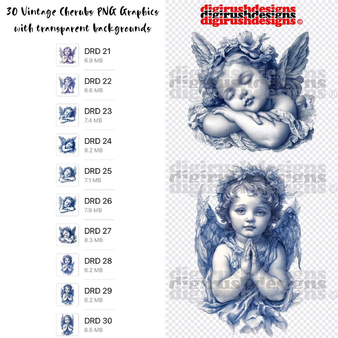 Vintage Cherub Clipart PNG Graphics Baby Angel Digital Download Cute ...