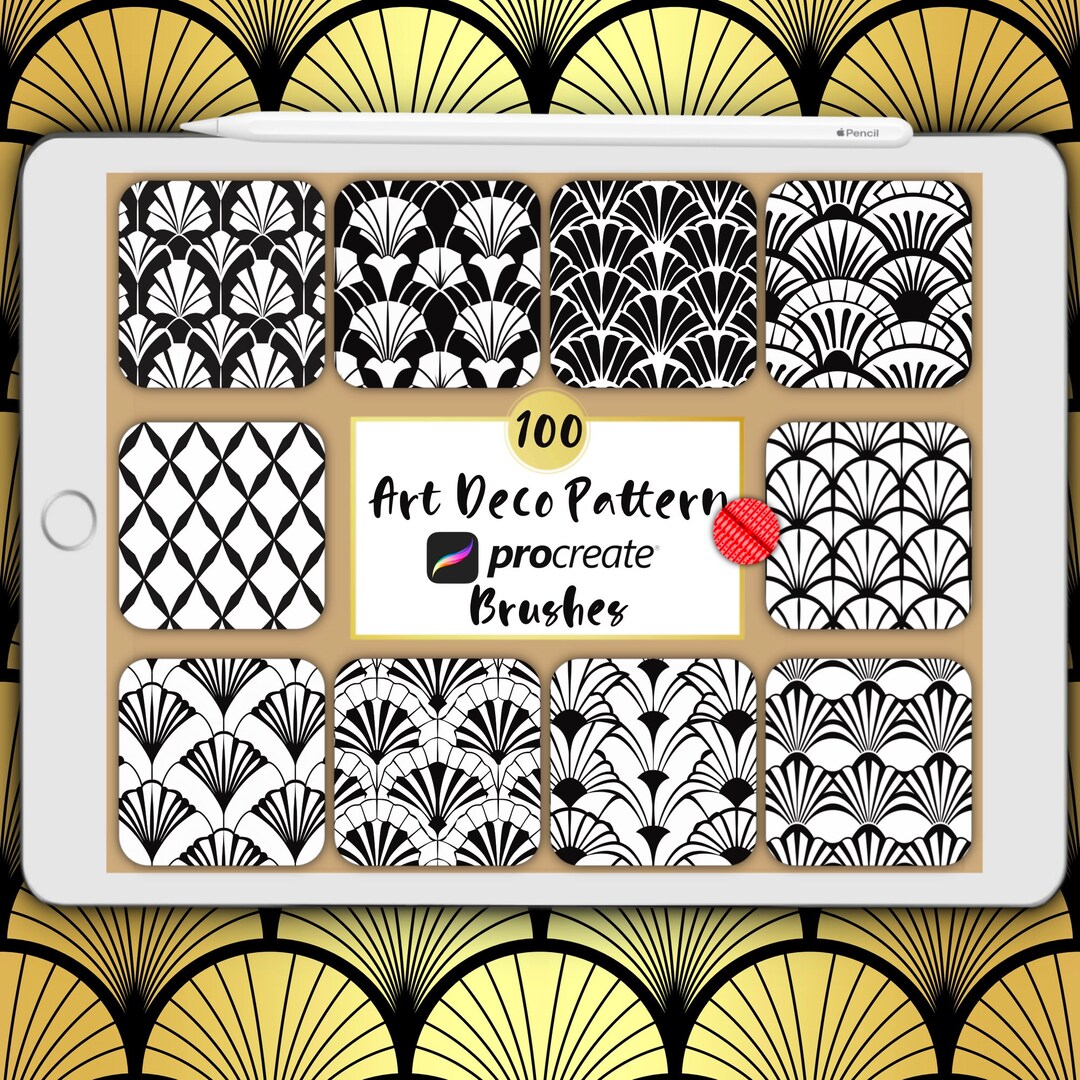 Art Deco Procreate Brushes Art Deco Pattern Brush Set Art Deco Seamless ...