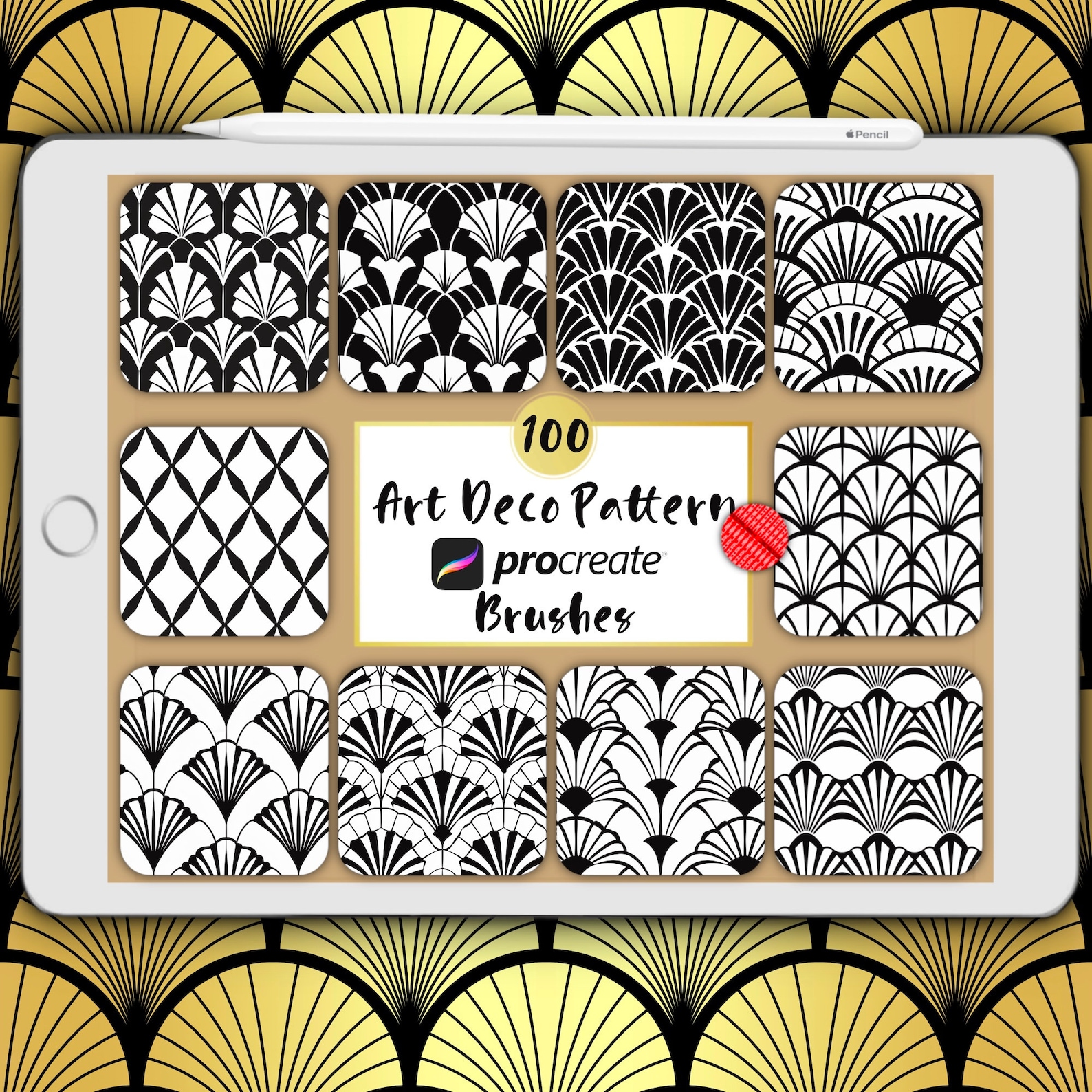 Art Deco Procreate Brushes Art Deco Pattern Brush Set Art Deco Seamless ...