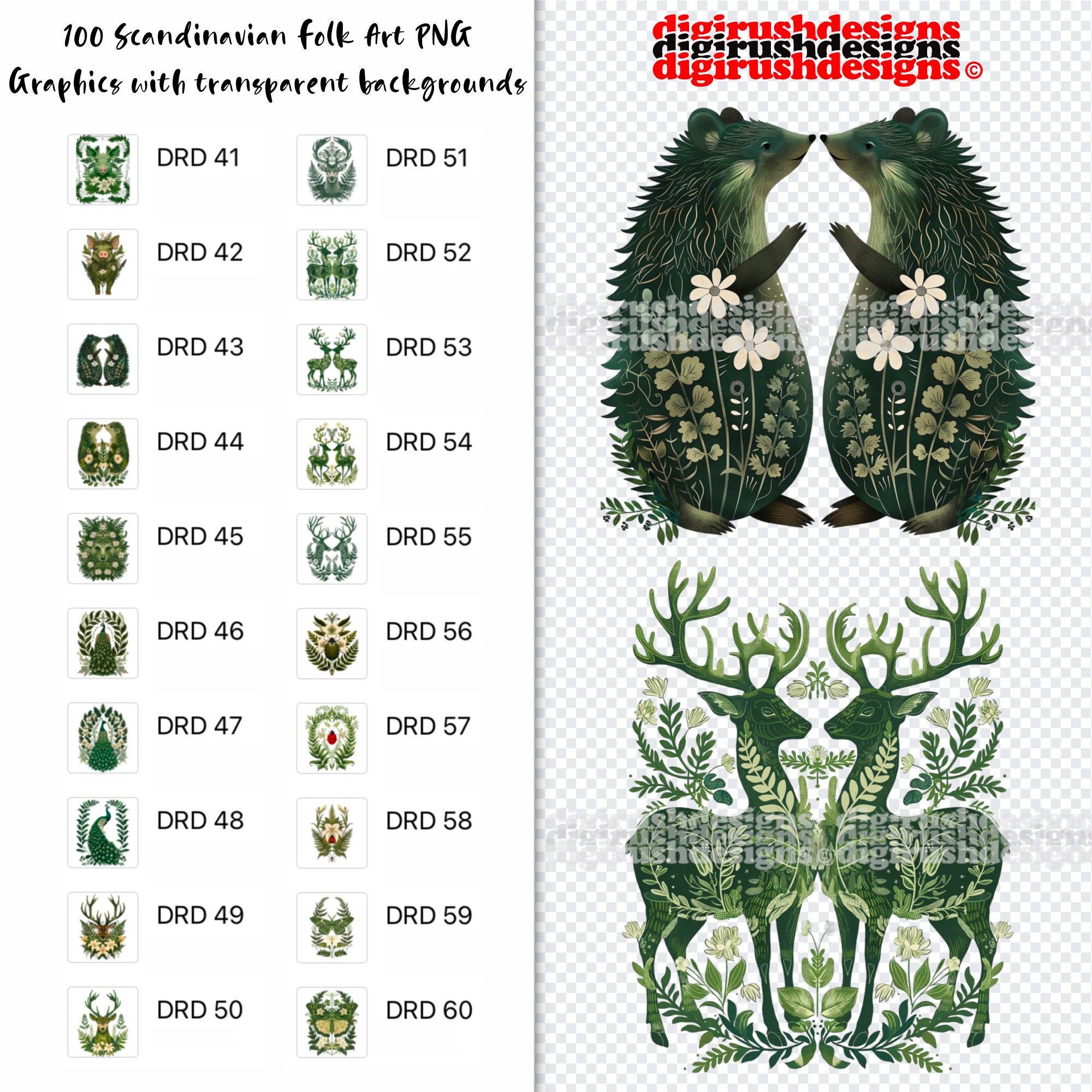 Scandinavian Folk Art Clipart PNG Graphics Nordic Folklore Digital ...