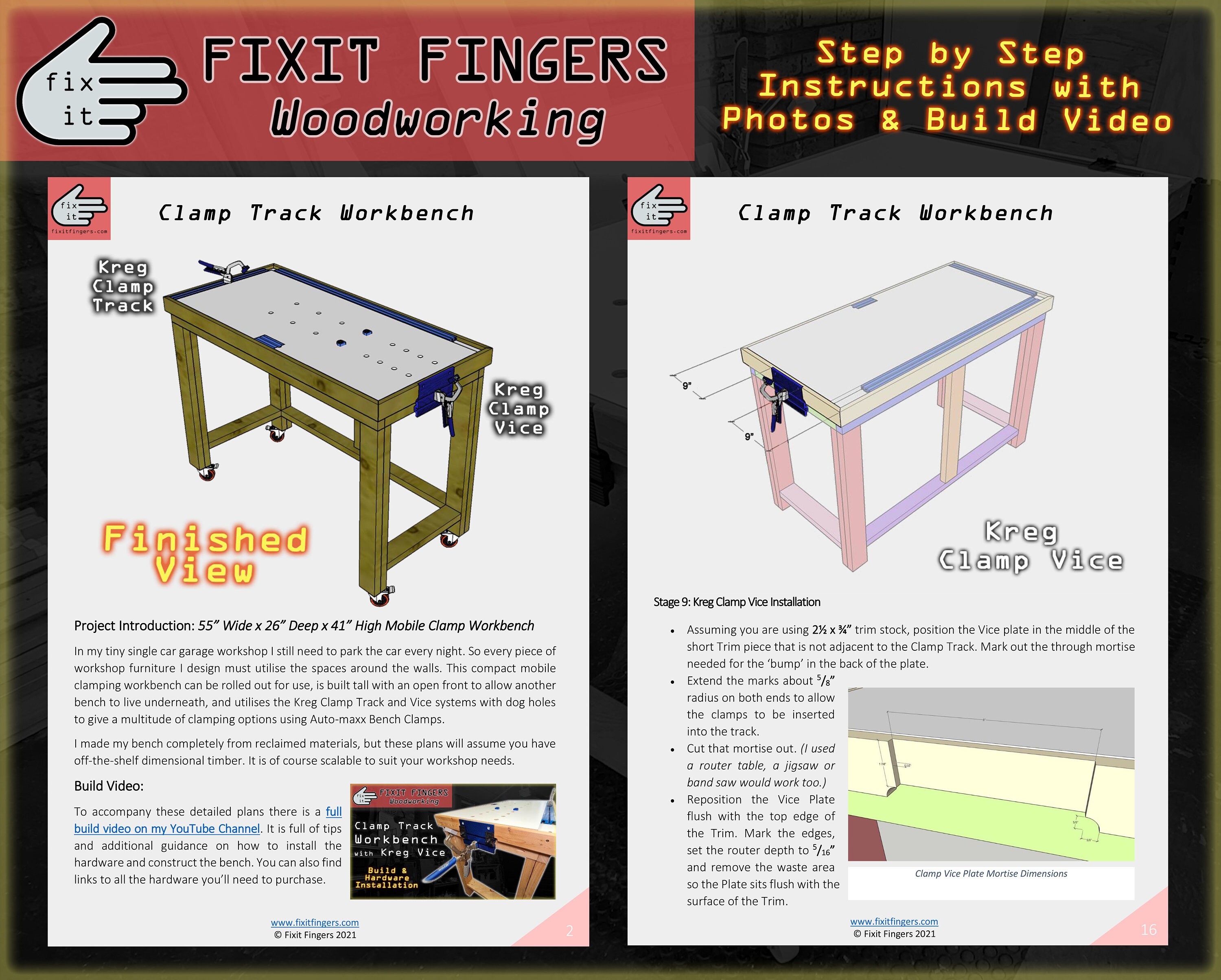 Clamp Track Workbench With Kreg Clamp Vice Plans (imperial & Metric) - Etsy