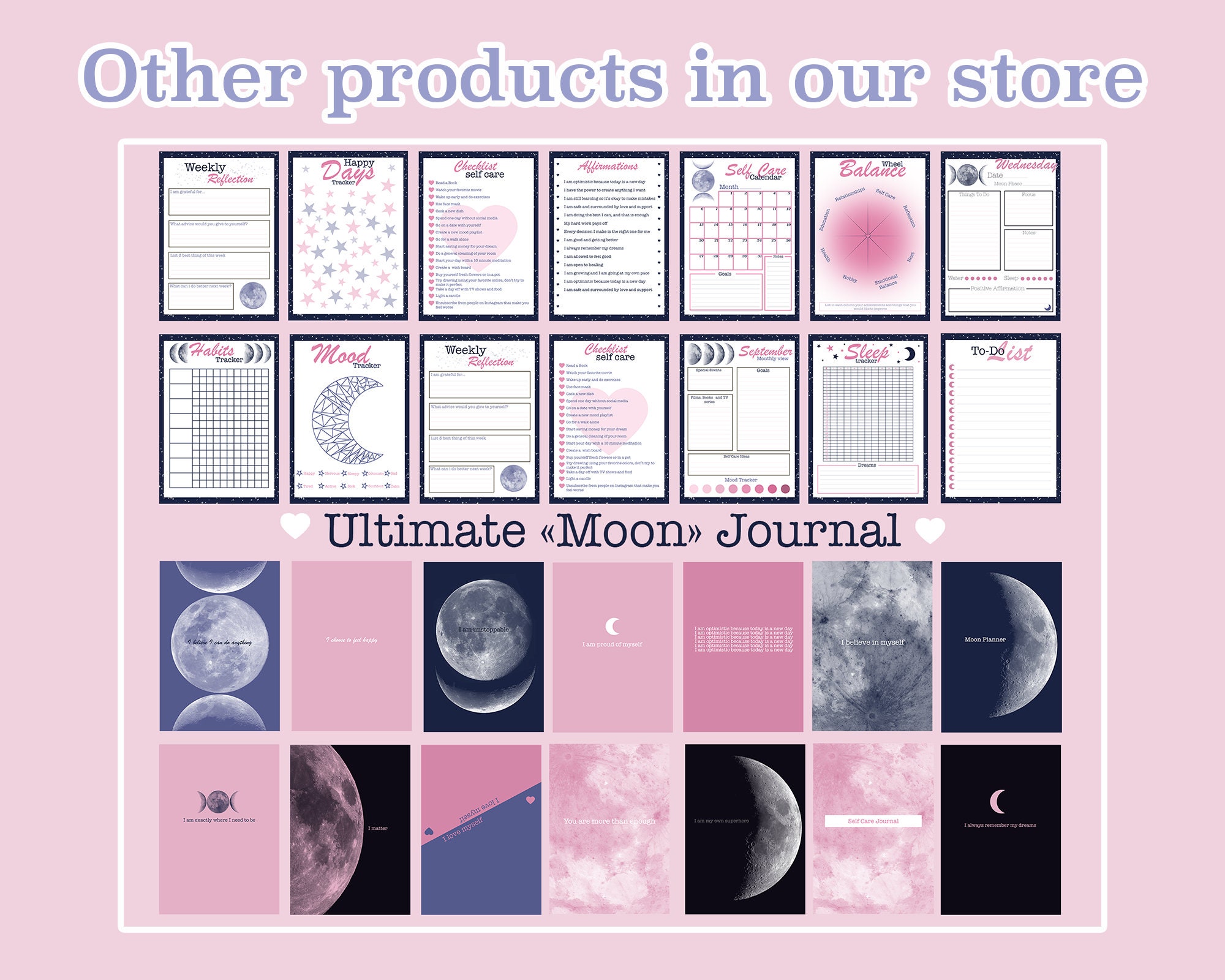Moon Weekly Planner Printable, Weekly to Do List, Desk Planner, Weekly ...