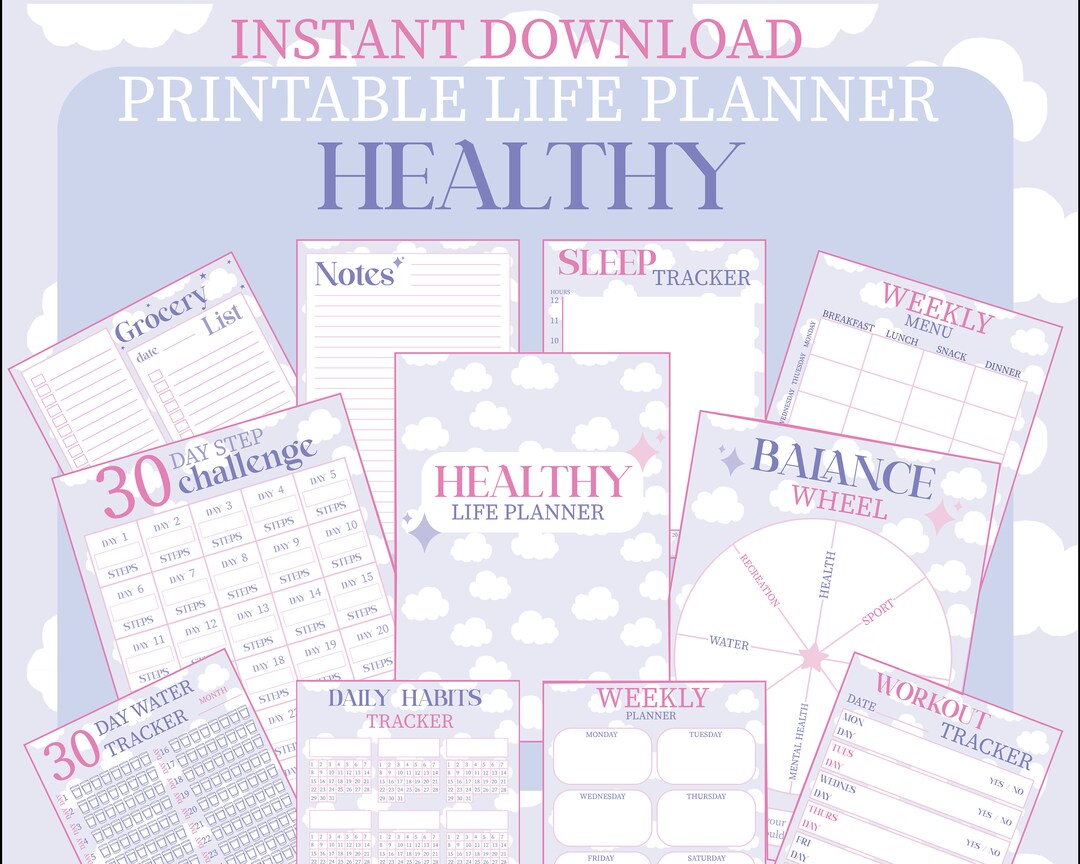 Healthy Life Planner, Self Care Journal, Fitness Planner Bundle ...