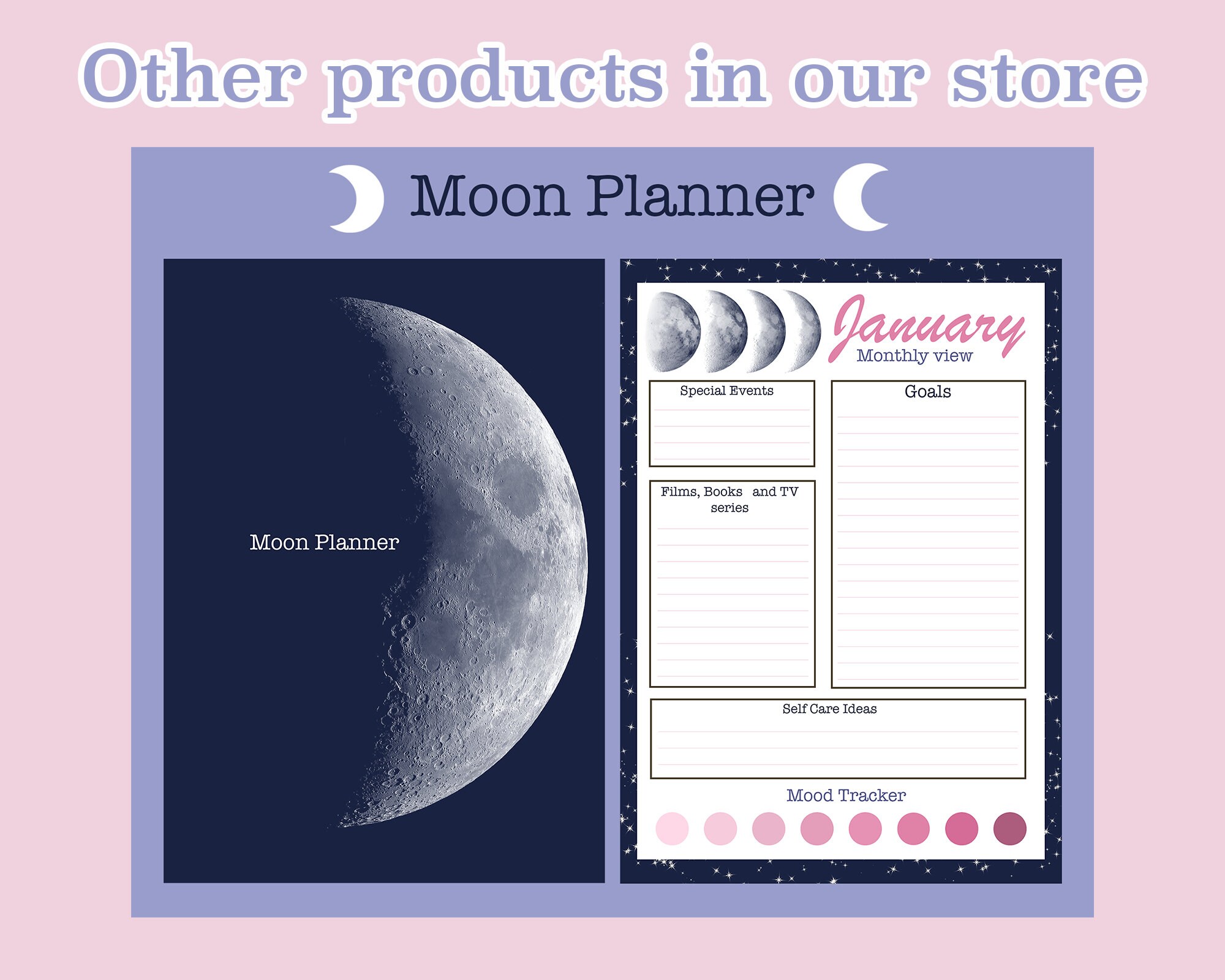 Moon Weekly Planner Printable, Weekly to Do List, Desk Planner, Weekly ...