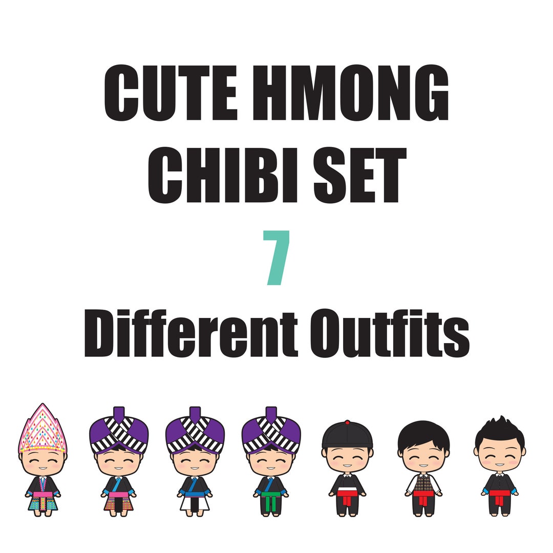 Cute Hmong Chibi Digital Pack - Digital File - PNG JPEG PDF - Hmong ...