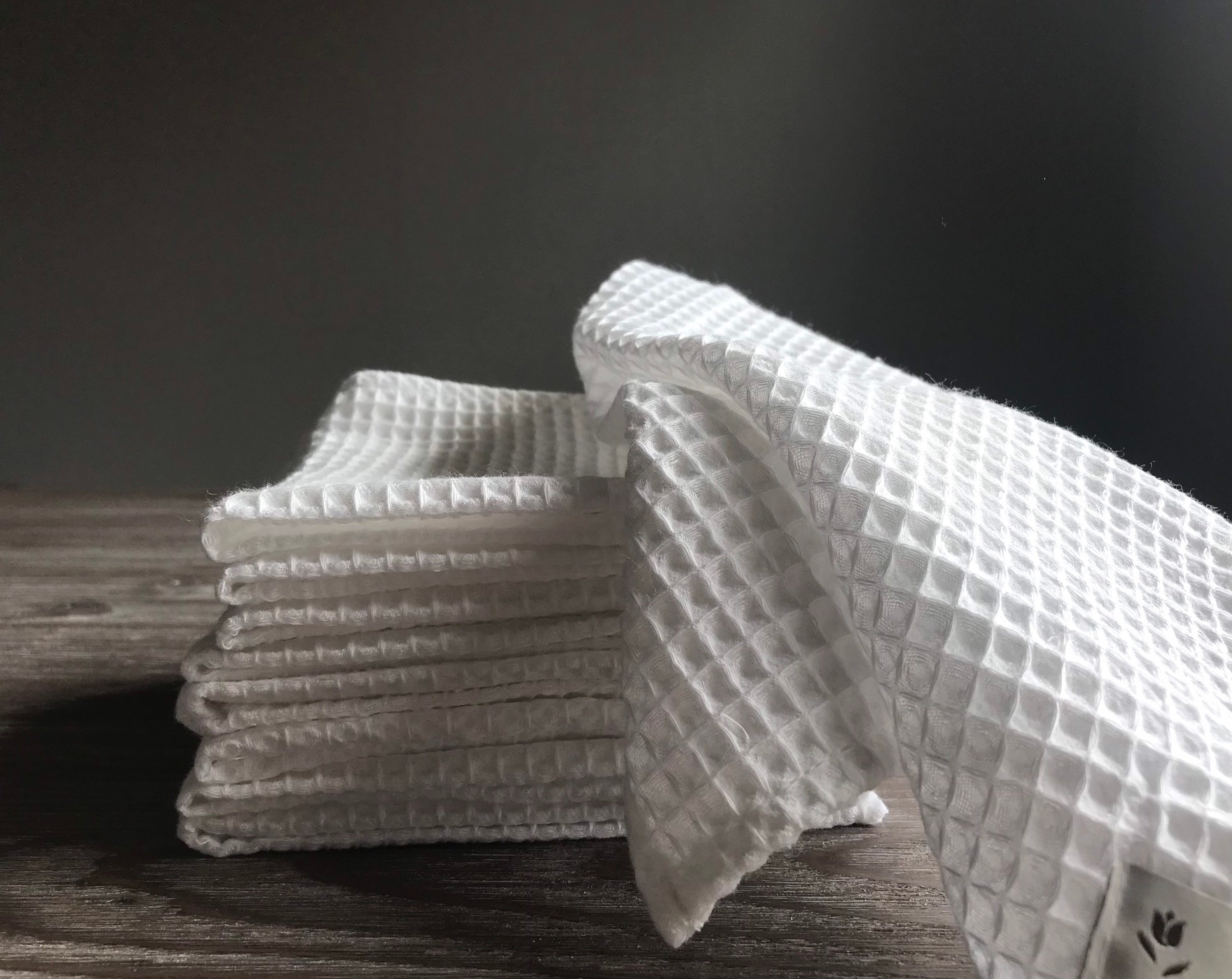 3 White Waffle Fingertip Small Towels, Waffle Weave Cotton Towels ...