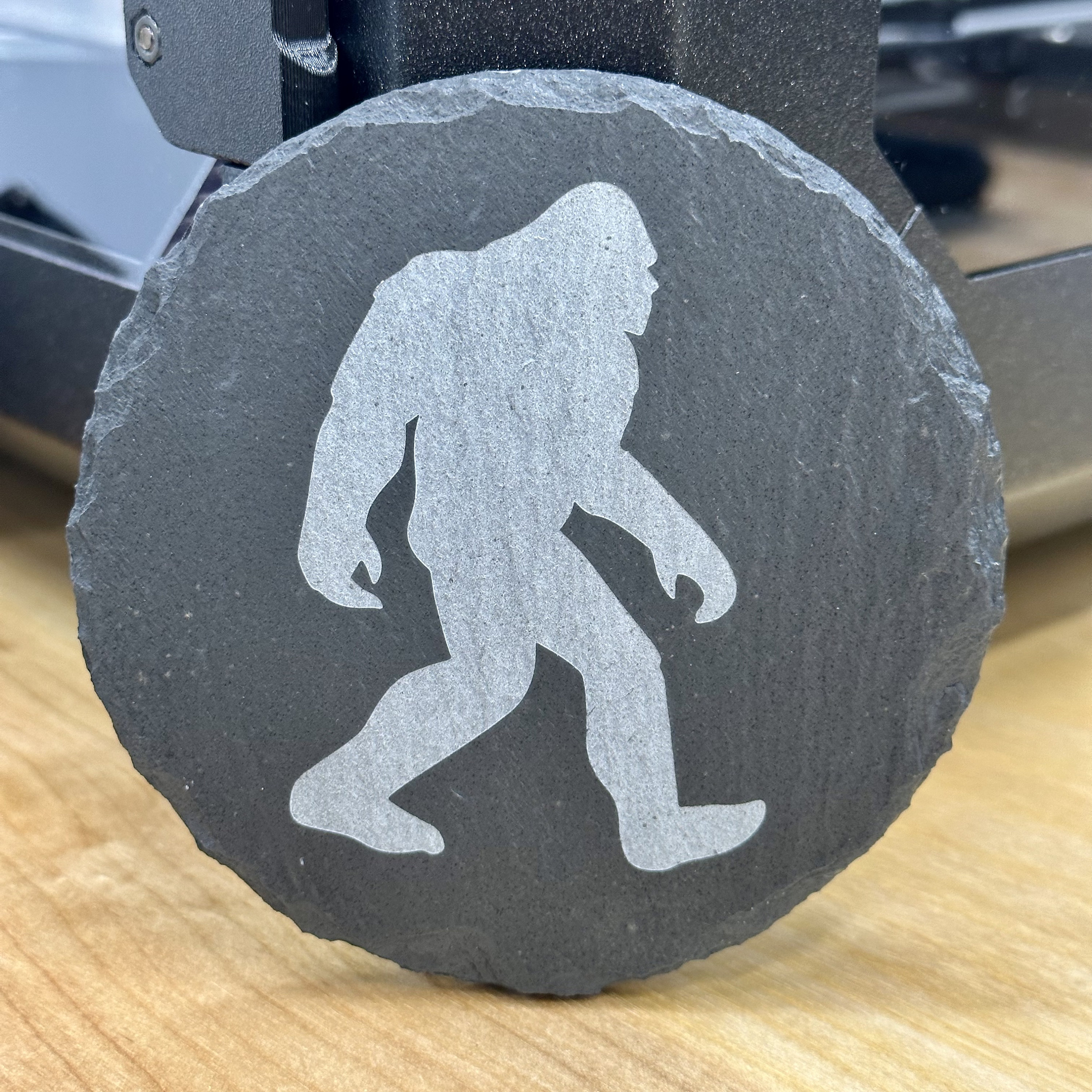 Bigfoot Round Chipped Edge Slate Coaster - Etsy