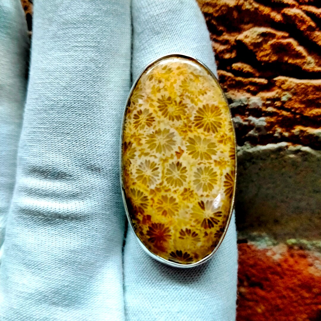 Fossil Coral // Fossil Coral Ring // Silver Ring // Silver Rings // 925 ...