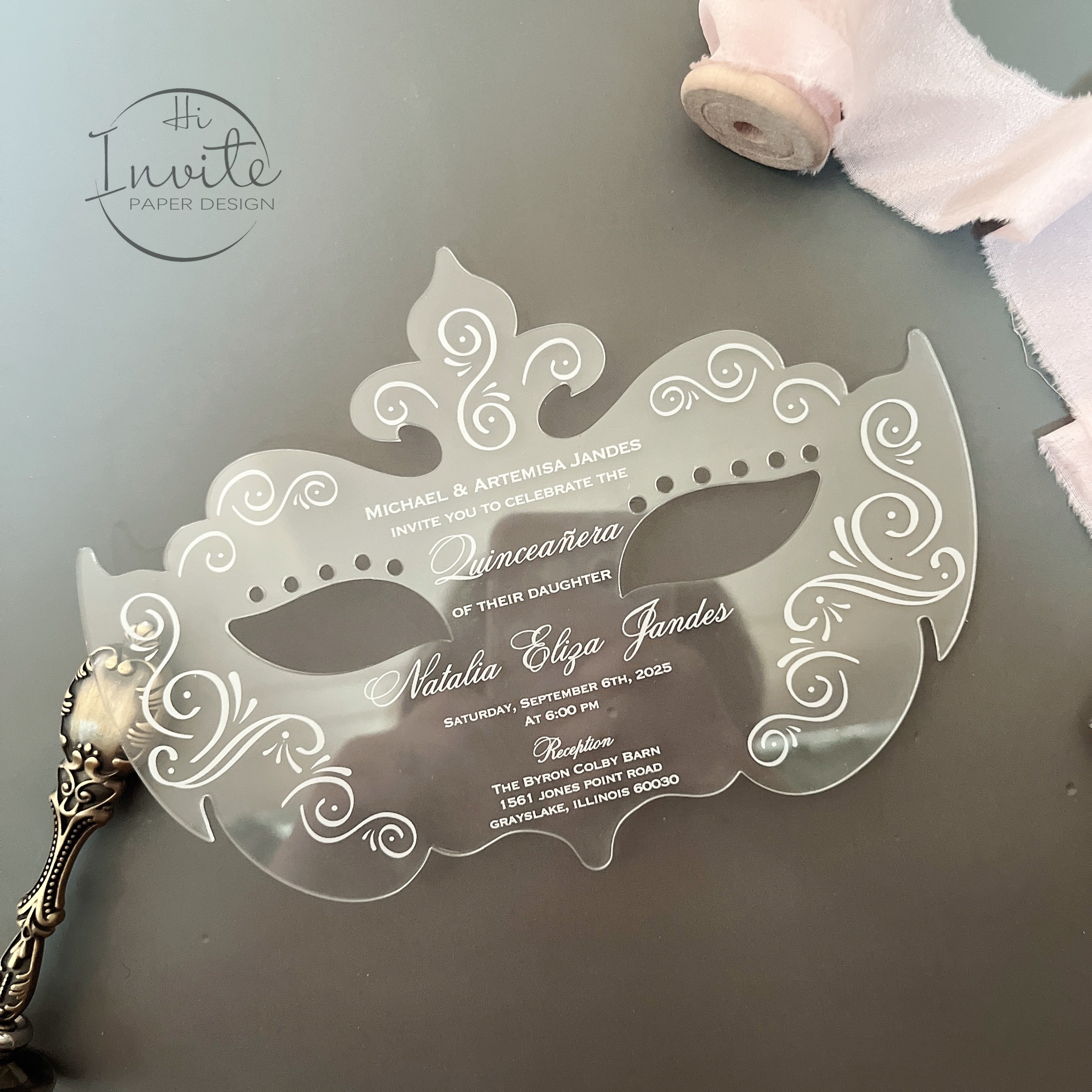 Elegant Masquerade Party Invitation: Mask Style Acrylic Invite - Etsy