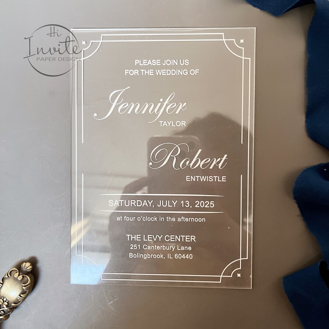 Invitación de acrílico transparente de boda personalizada, invitación ...