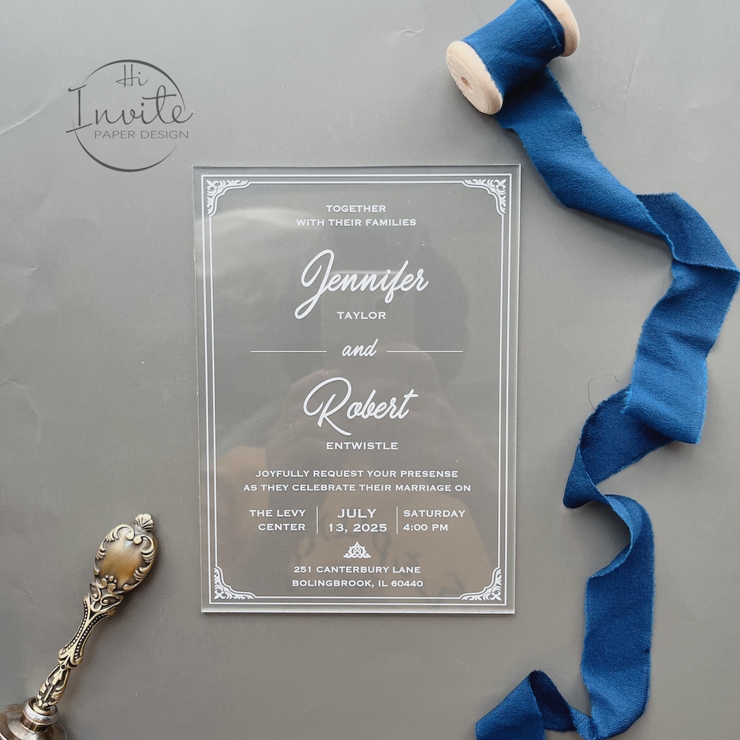 Personalised Transparent Plexiglass Acrylic Wedding Invitation With ...