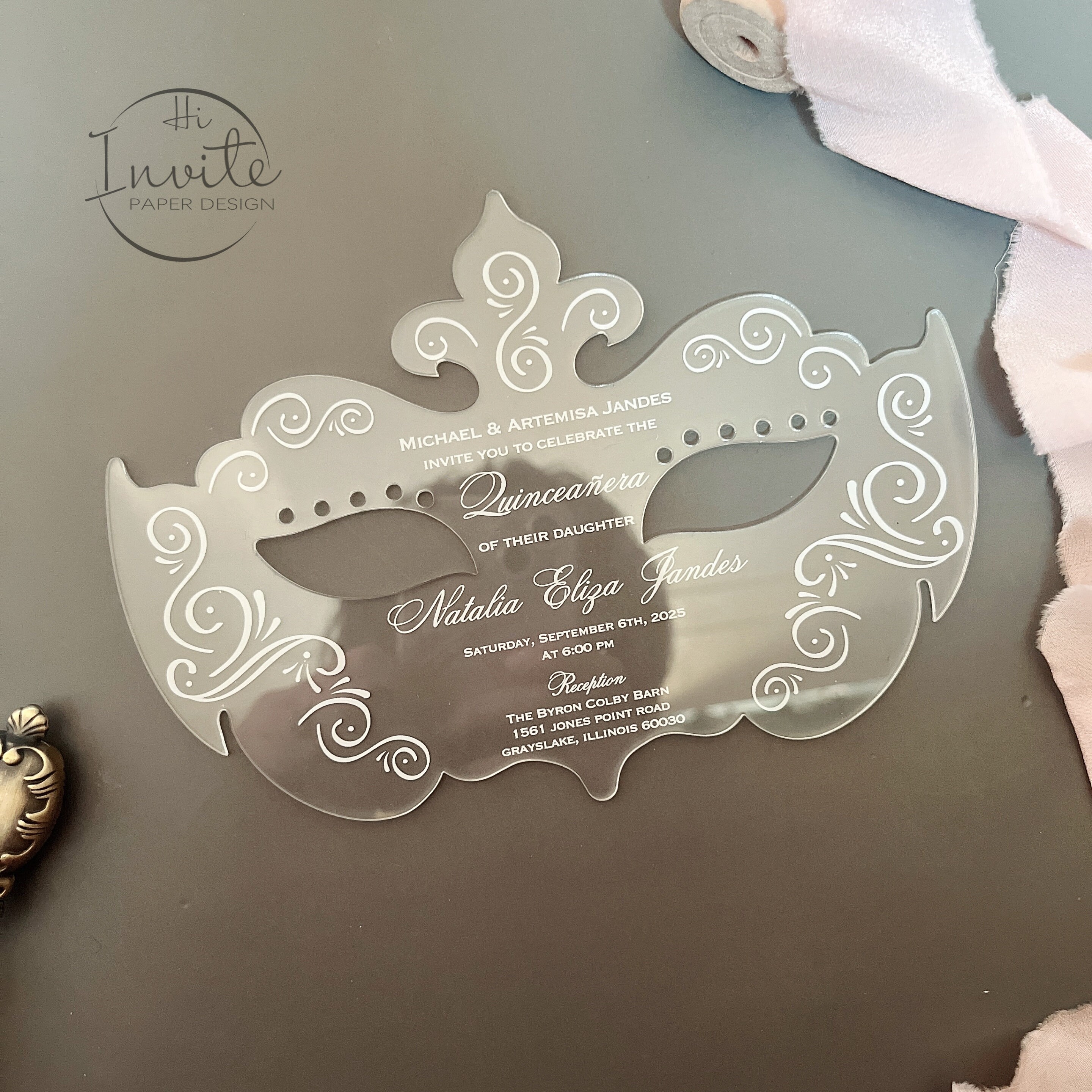 Elegant Masquerade Party Invitation: Mask Style Acrylic Invite - Etsy