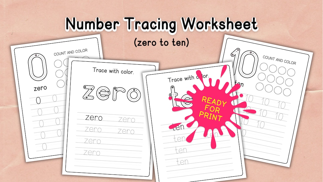 Zero to Ten Numbers Tracing Preschool Kindergarten Handwriting ...