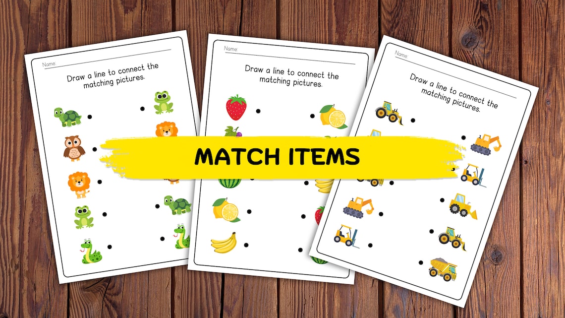Printable Matching Worksheets Fun, Match the Picture, Kindergarten ...