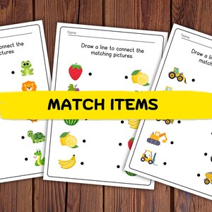 Printable Matching Worksheets Fun, Match the Picture, Kindergarten ...