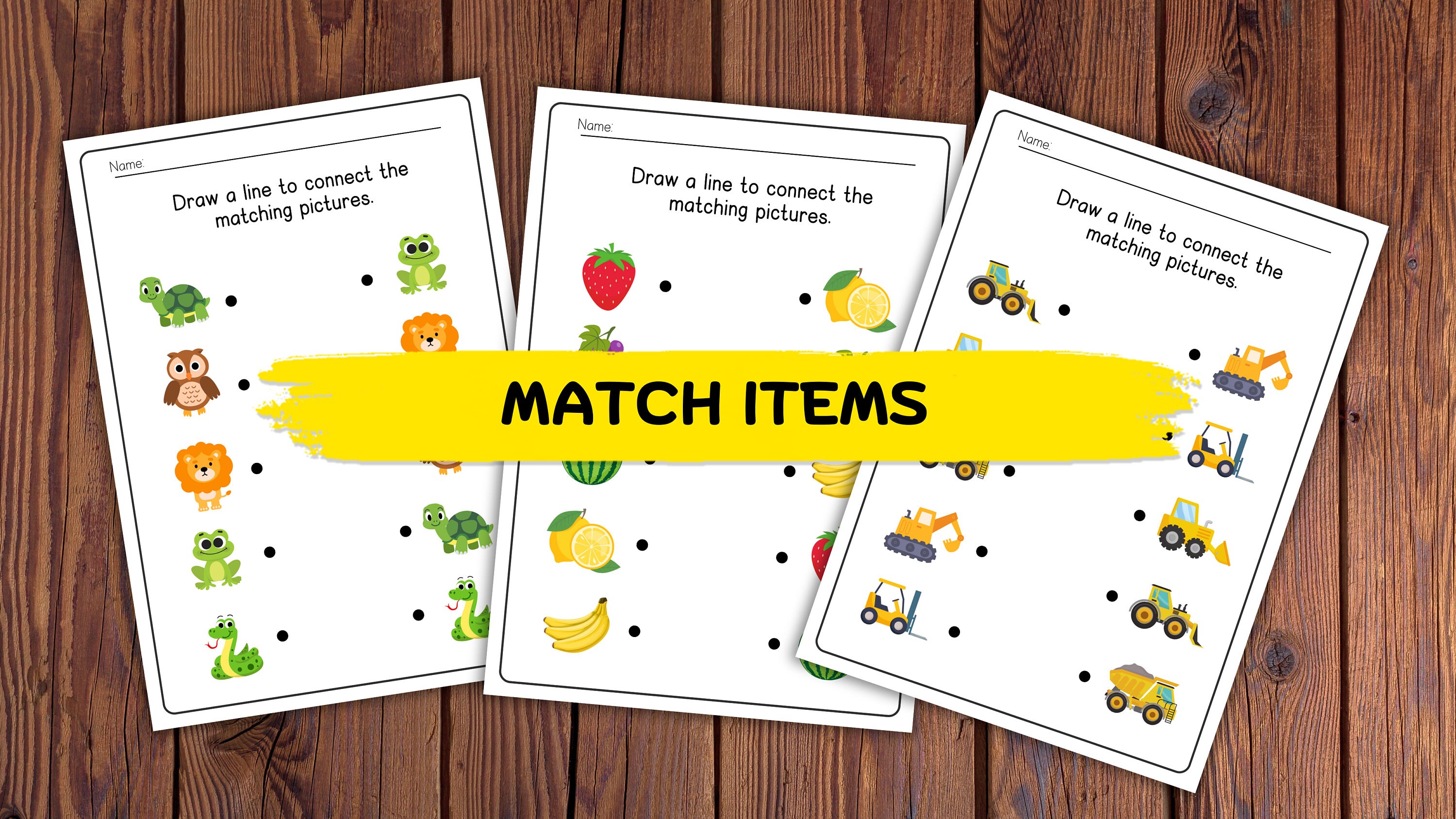 Printable Matching Worksheets Fun, Match the Picture, Kindergarten ...