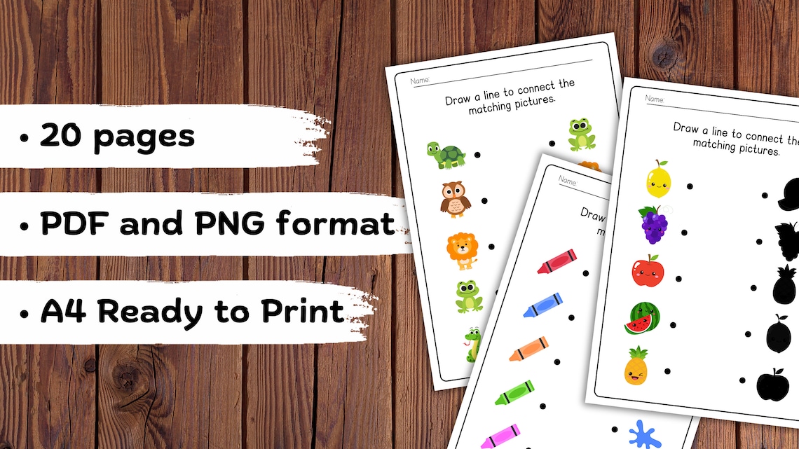 Printable Matching Worksheets Fun, Match the Picture, Kindergarten ...