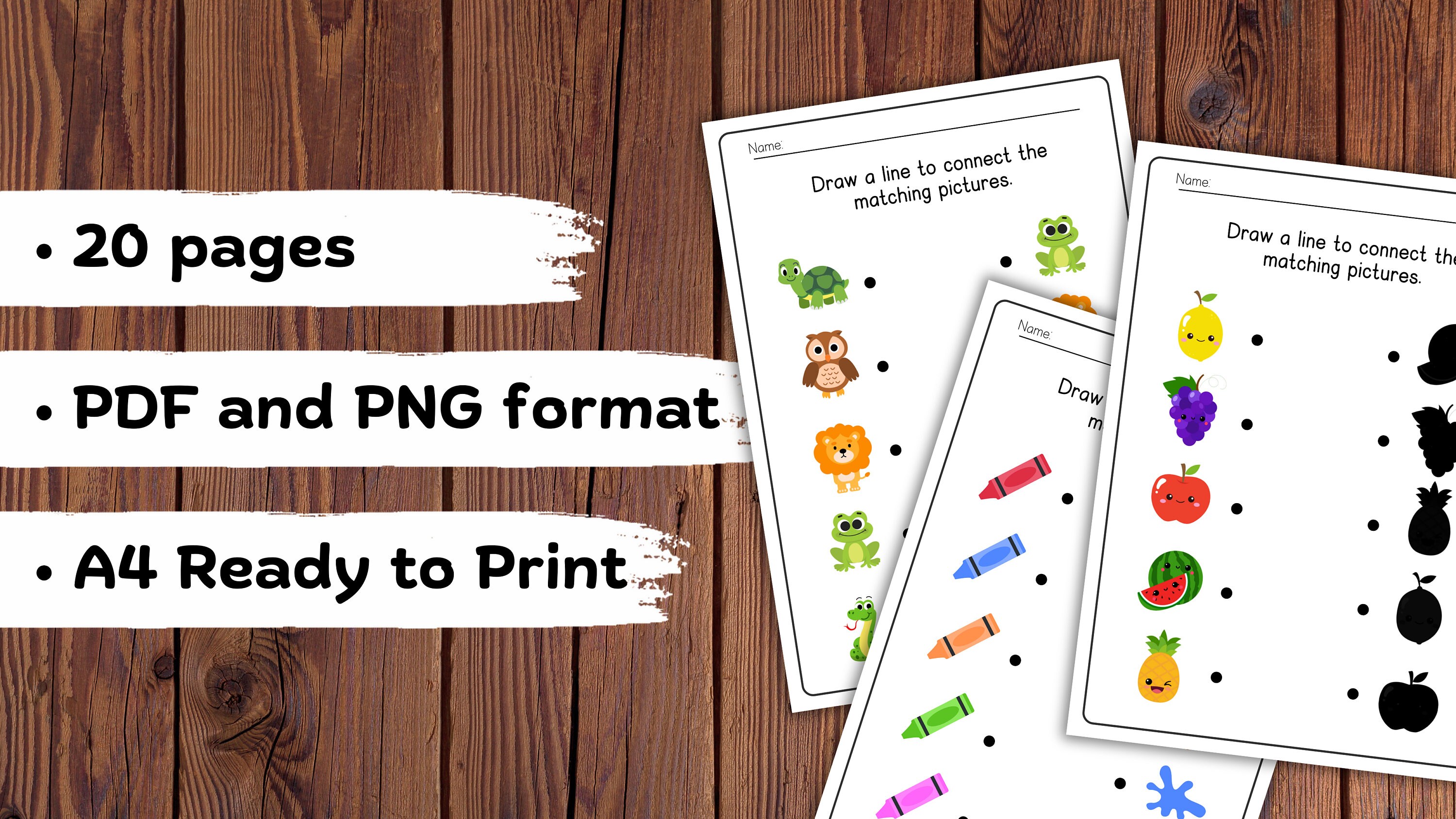 Printable Matching Worksheets Fun, Match the Picture, Kindergarten ...
