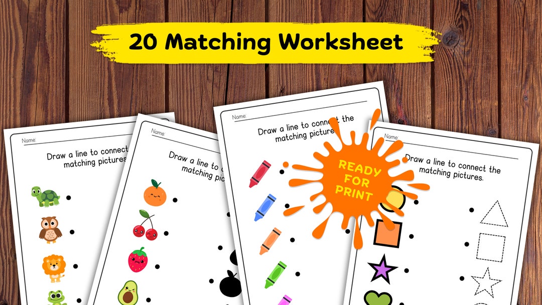 Printable Matching Worksheets Fun, Match the Picture, Kindergarten ...