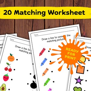 Printable Matching Worksheets Fun, Match the Picture, Kindergarten ...