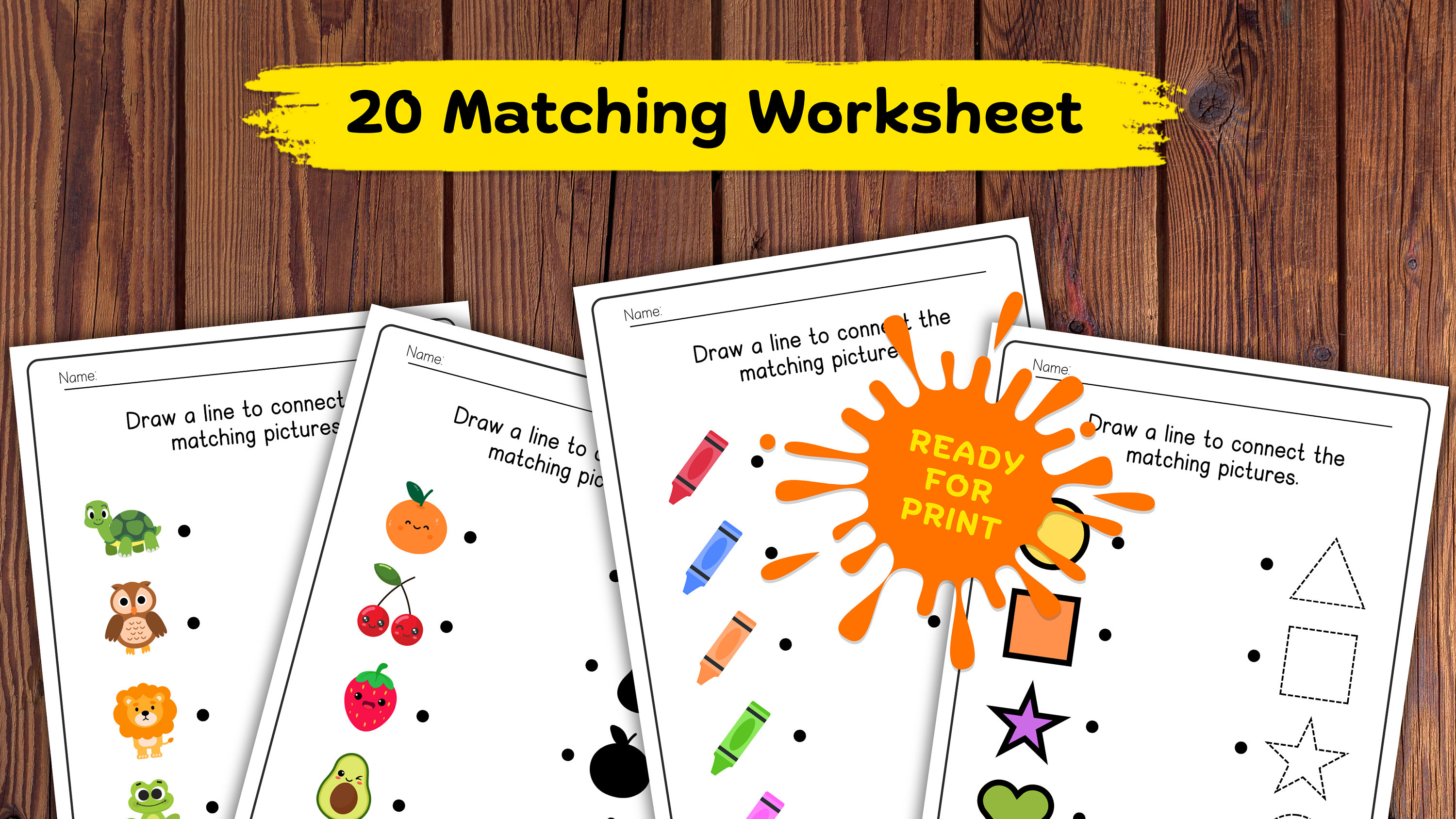 Printable Matching Worksheets Fun, Match the Picture, Kindergarten ...