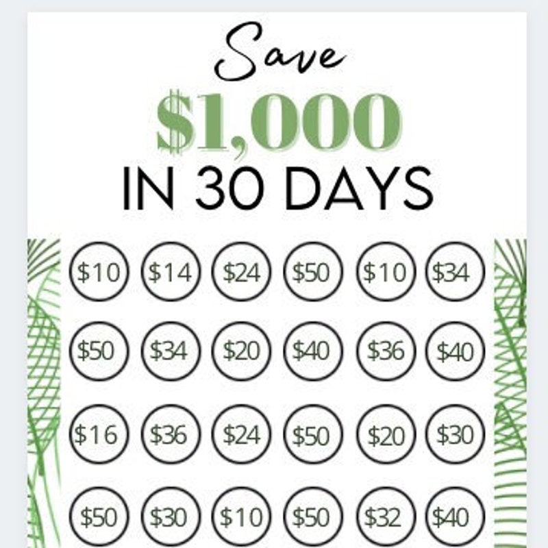 Money Saving Chart Pdf - Etsy