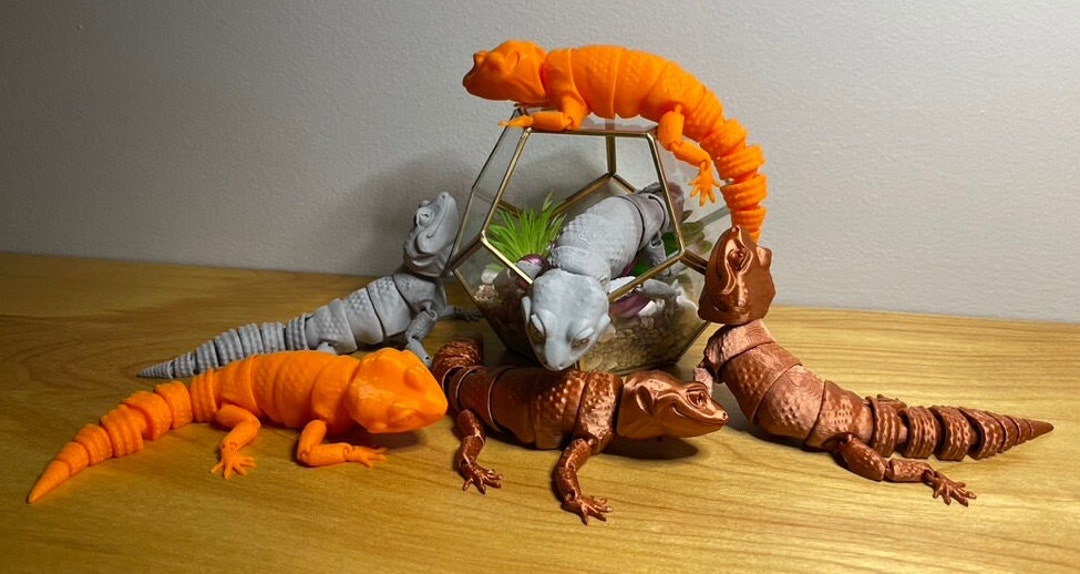 Flexible, Articulating Unique 3D Printed Leopard Gecko- Multi Size ...