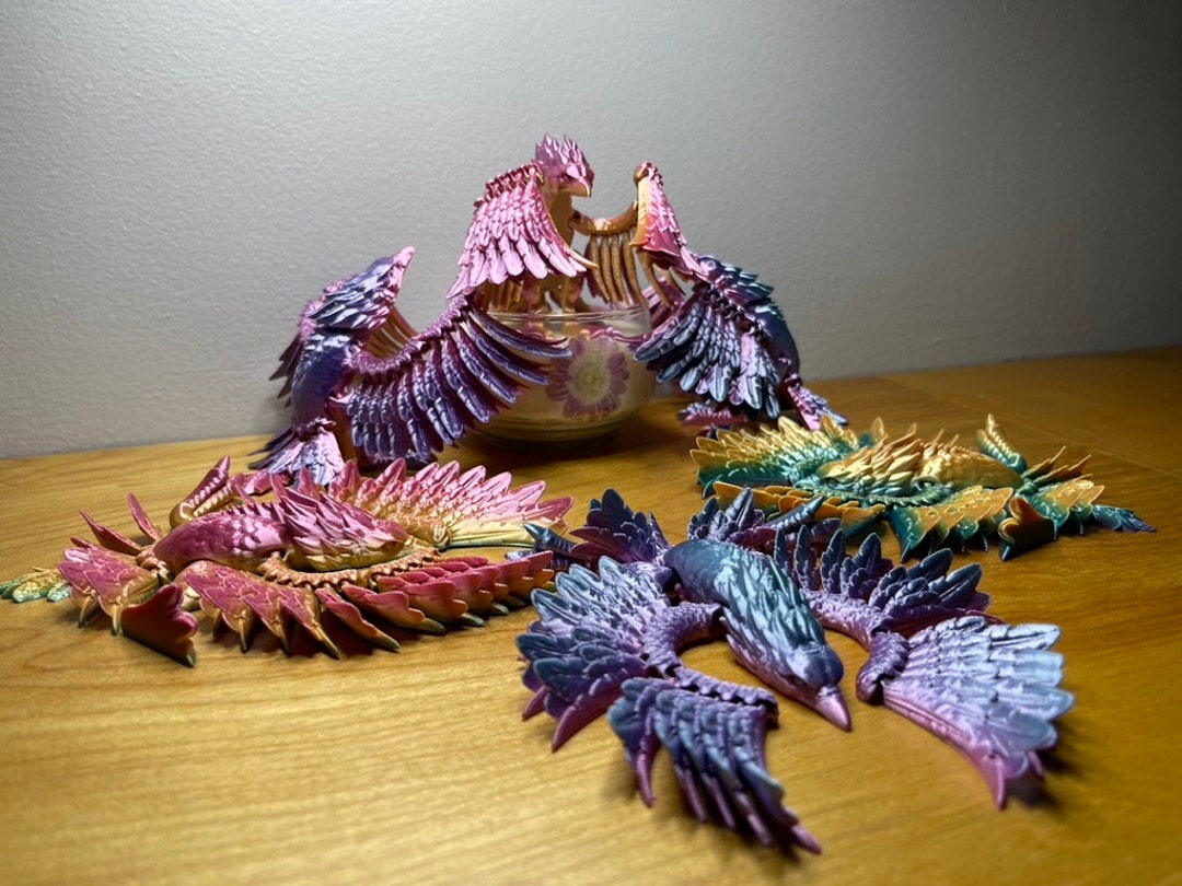Flexible, Articulating Unique Rainbow 3D Printed Phoenix - Etsy