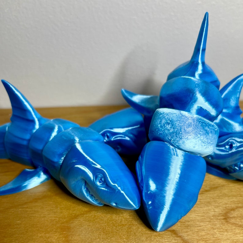 Flexible, Articulating Unique 3D Printed Great White Shark- Multi Size ...