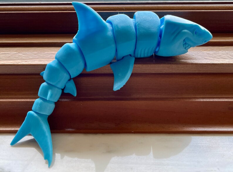 Flexible, Articulating Unique 3D Printed Great White Shark- Multi Size ...