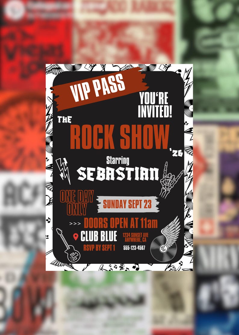 Rock Show Birthday Invitation, Concert Flyer, Punk Vibe (PDF Edit) - Etsy